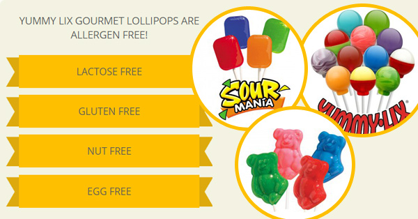 Yummy Lix Gourmet Lollipops Kosher Certified, Allergy and nut free